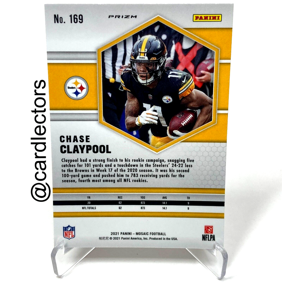 2021 Panini Mosaic Football CHASE CLAYPOOL #169 Green PRIZM Parallel SP ...