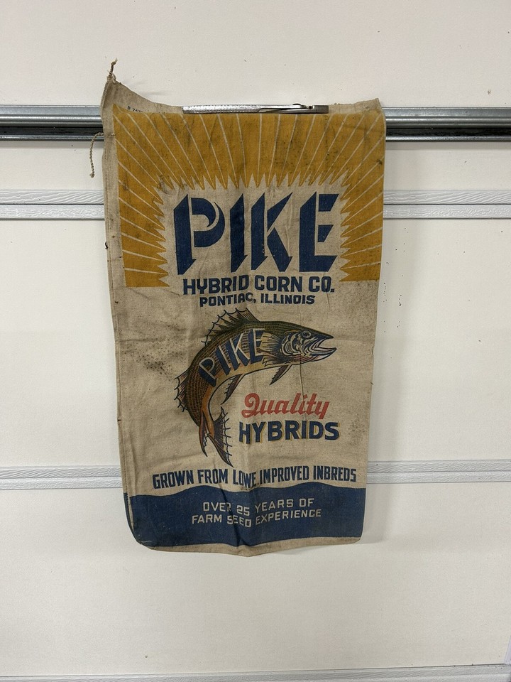 Pike Hybrid Seed Corn Cloth Seed Sack Pontiac IL Illinois Double Sided ...