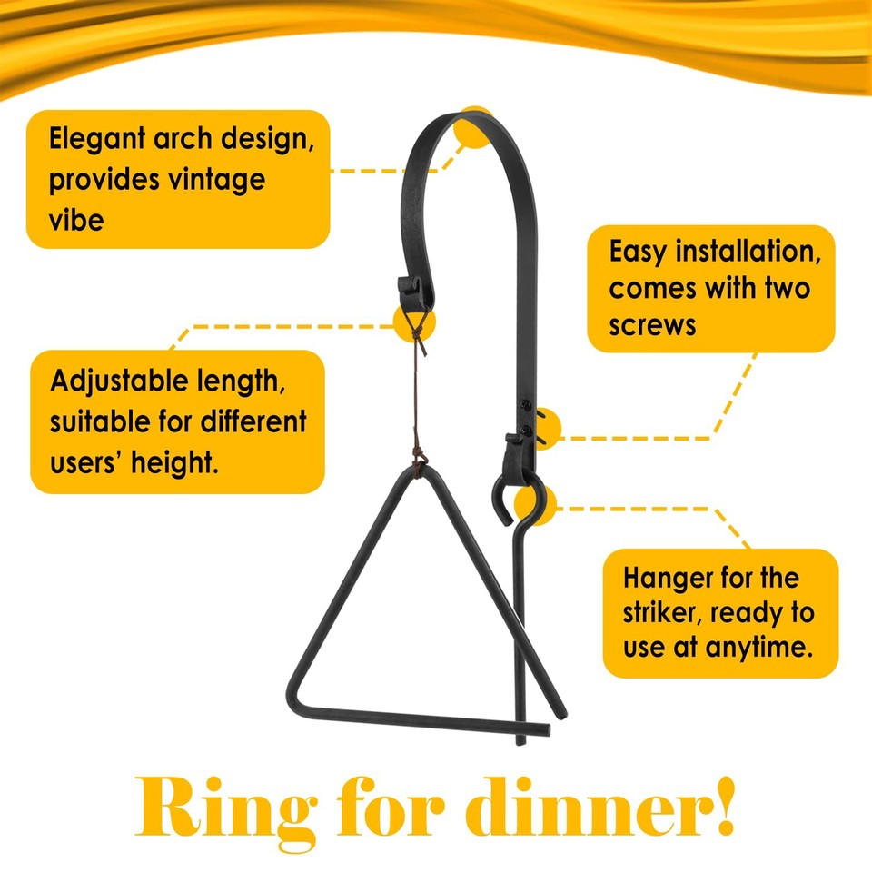 9-inch Triangle Dinner Bell with Hanger & Call Striker Ringer Outdoor ...