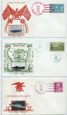 (3) US NAVAL Cover Gmahle / Bilk1950s USS Maloy, Kenneth Whiting ...