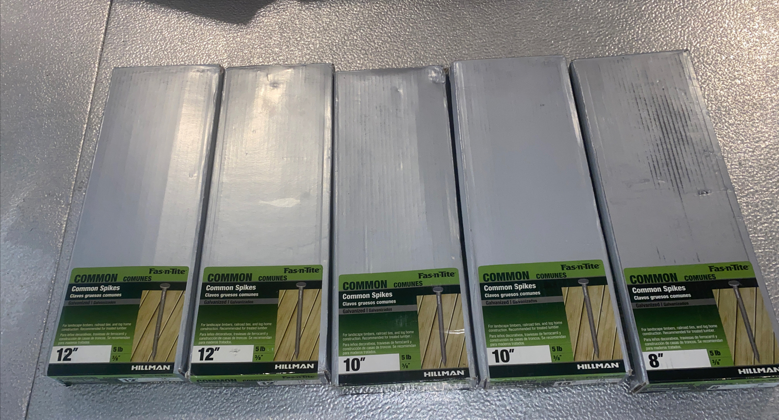 Hillman Fasteners 5 Boxes Galvanized Spike Nails, 25 Lbs 8 -10-12 Inch ...