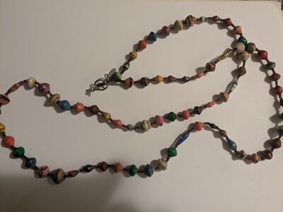 Bead For Life Necklace Multi Color Paper Beads Made In Uganda | eBay