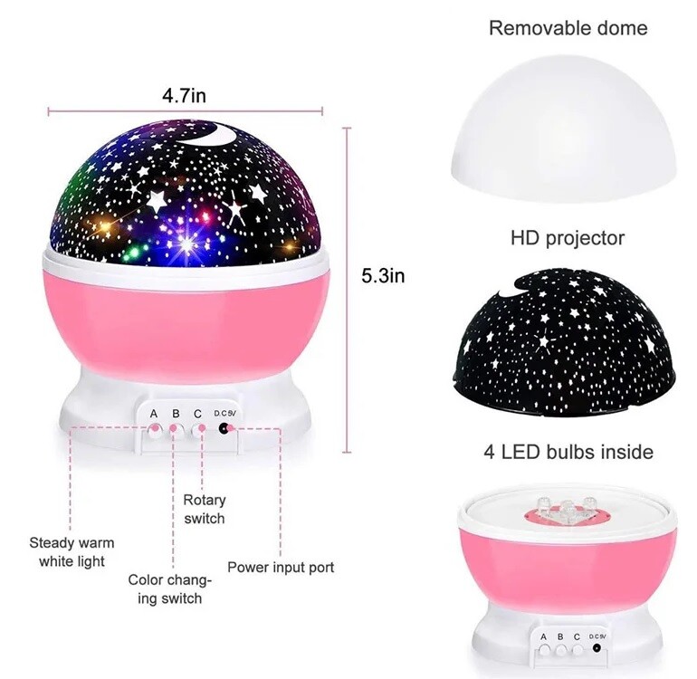 Starry Night Light Projector Star Sky Moon Lamp Kids Bedroom lights ...