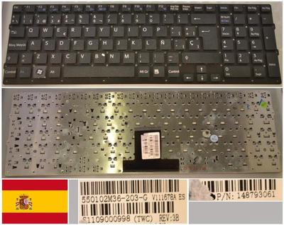 Spanish Qwerty Keyboard SONY VPC-EB 550102M36-203-G V111678A ES ...