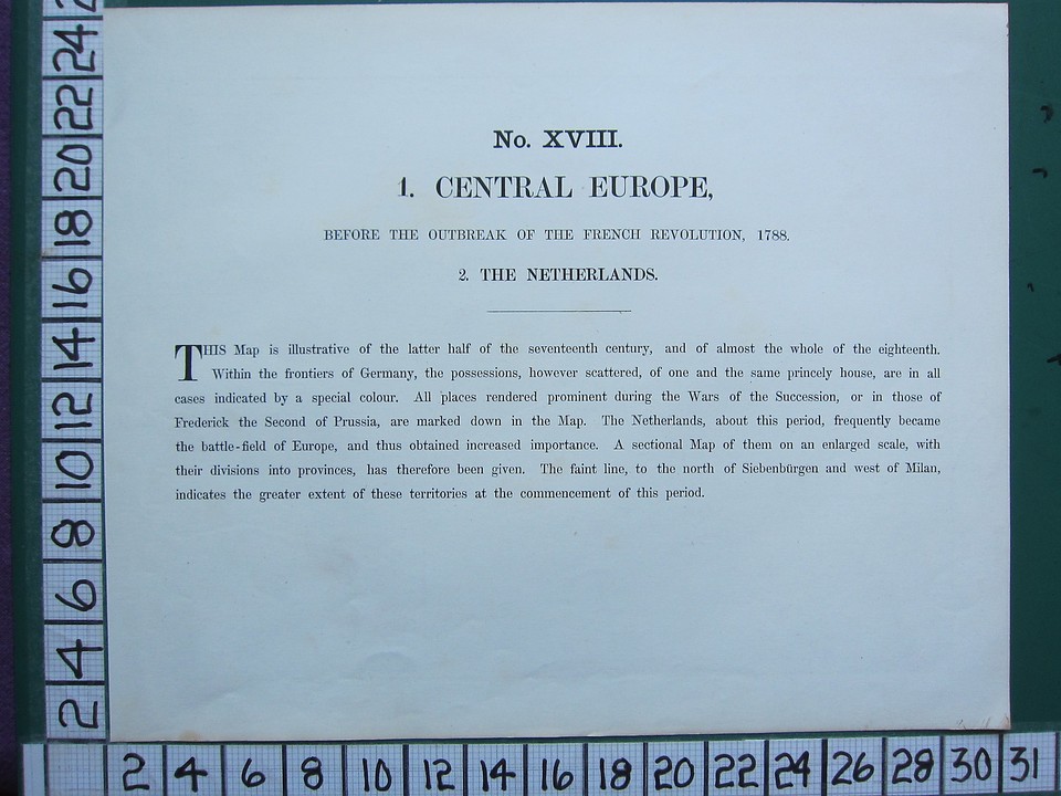 HISTORICAL MAP + TEXT ~ CENTRAL EUROPE BEOFRE OUTBREAK FRENCH ...