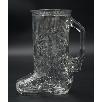 Vintage Clear Glass Cowboy Boot Drinking Glass Beer Mug Canada | eBay