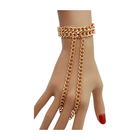 Women Gold Metal Chain 2 Rows Bracelet Connected Ring Day Night Stylish ...