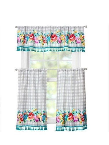The Pioneer Woman Sweet Romance 3-Piece Floral Tier & Valance Set Small ...