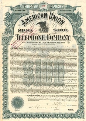 American Union Telephone Co. - $100 - Telephone & Telegraph | eBay