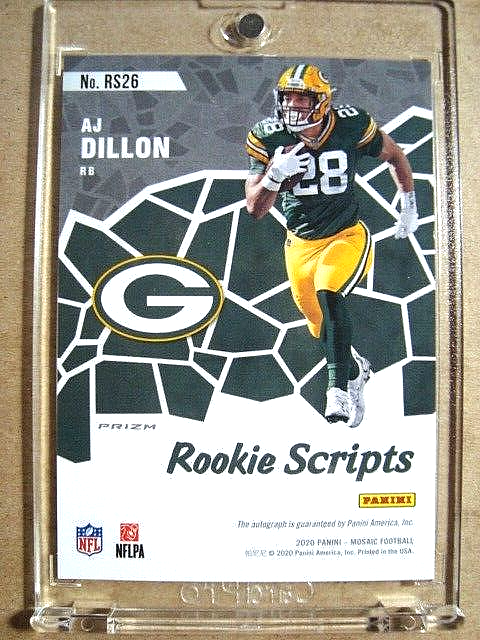 2020 AJ Dillon Panini Mosaic Silver Rookie Scripts Autograph RC MINT 🔥🔥 ...