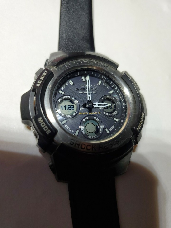 Casio AWG-100 Tough Solar Multi-Band 5 With Faux Leather Band | eBay
