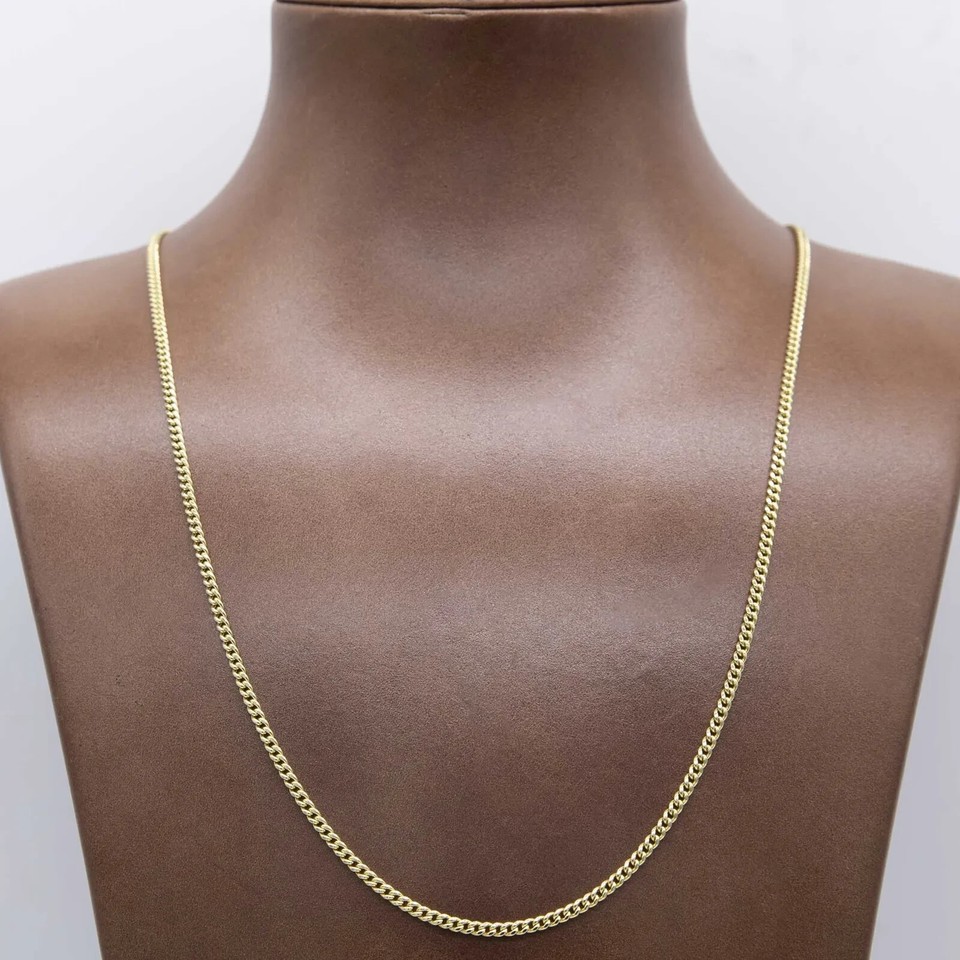 2mm Miami Cuban Royal Link Necklace Chain Real 10K Yellow Gold All ...