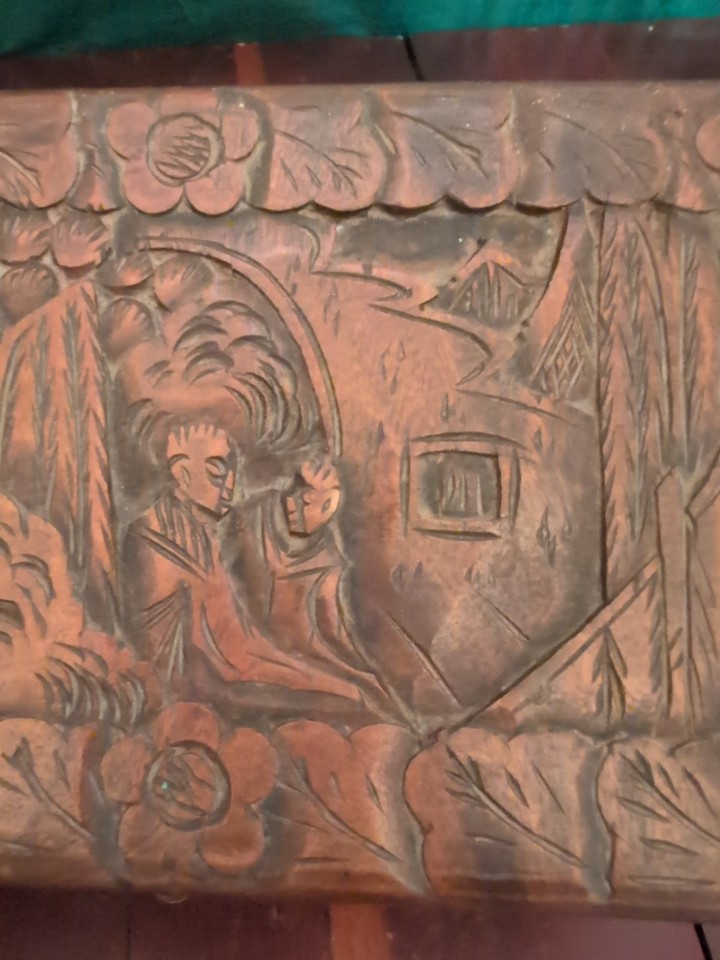 Vintage Hand Carved Chinese Camphor Wooden Table Tea Chest Art ...