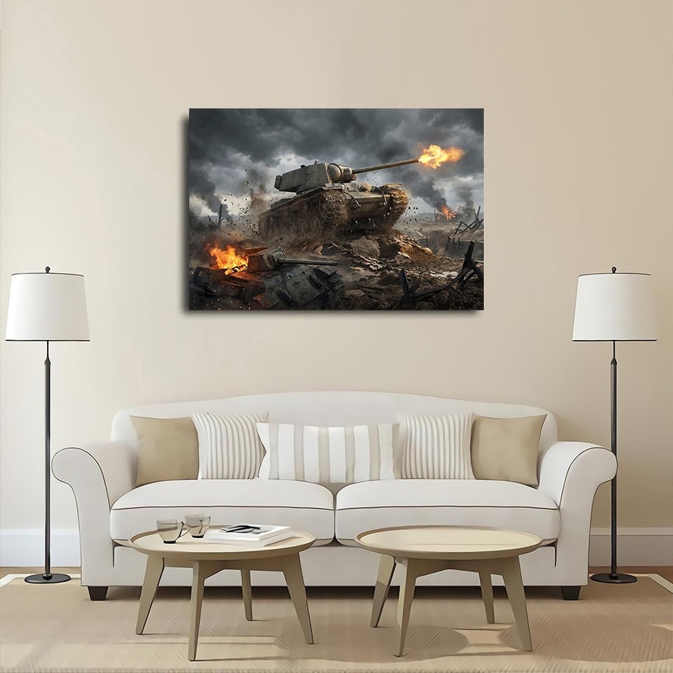Dynamic Military Battle Tank Canvas Prints World War II Wall Art Combat ...