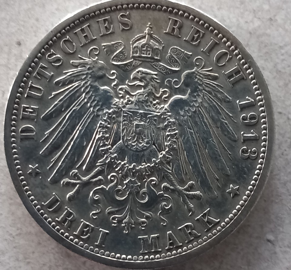 Silver Coin 3 Mark, 1913, Wilhelm II Dt. Emperor, King Of Prussia | eBay