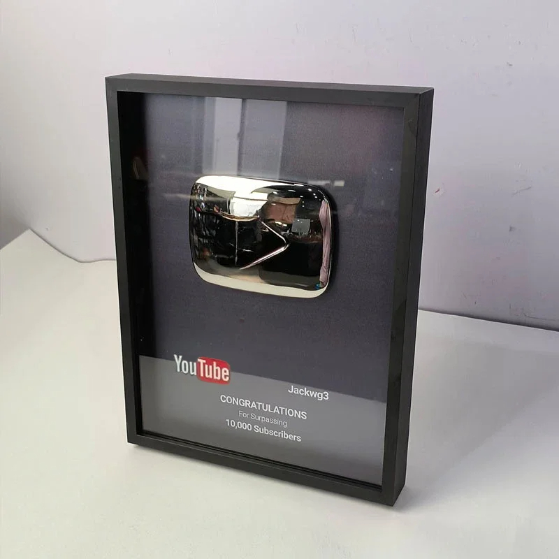 Custom YOUTUBE OLD Silver Play Button Awards Classic Reward Decoration ...
