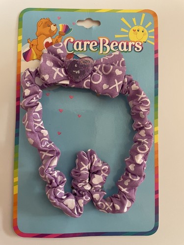 Care Bears Baby Headband PURPLE 2003 Share Bear Bow XO Hearts Mini ...