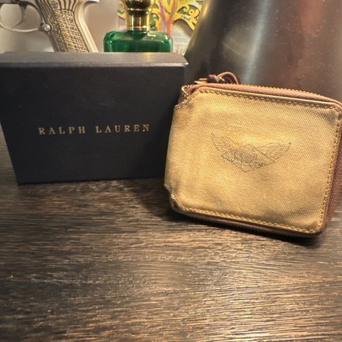RRL Ralph Lauren Faded Green Military Canvas Leather Zipped Wallet-MENS ...