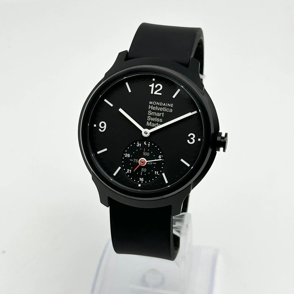 Mondaine Helvetica 1 Bold 44mm PVD Black Dial Mens Smart Watch MH1 ...