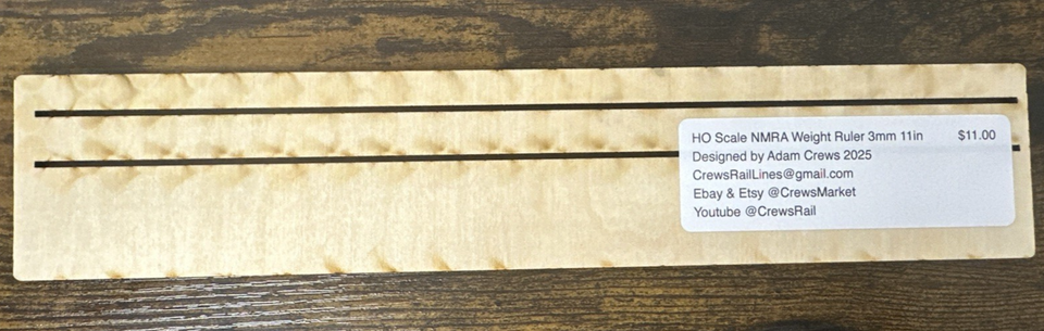 NMRA Weight Template Scale for HO Rolling Stock - Laser Cut 3mm 11 ...