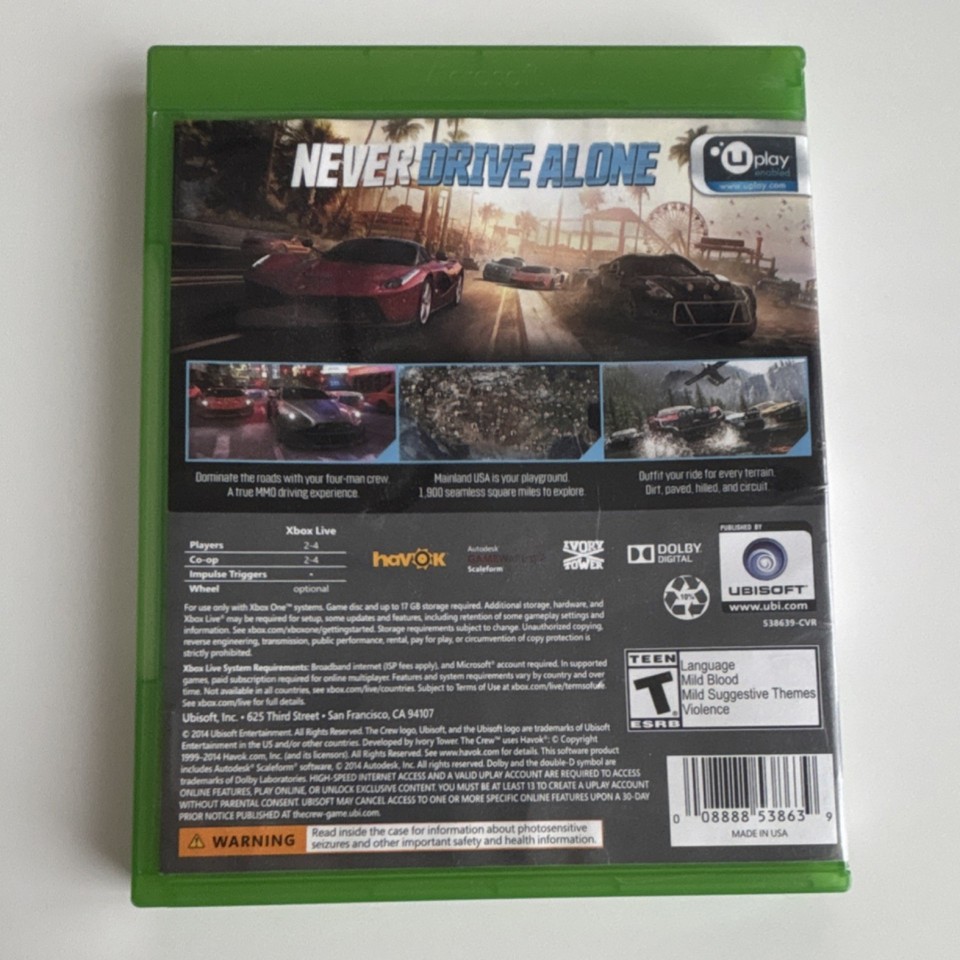 Ubisoft The Crew Limited Edition Xbox One Racing Game Multiplayer ...