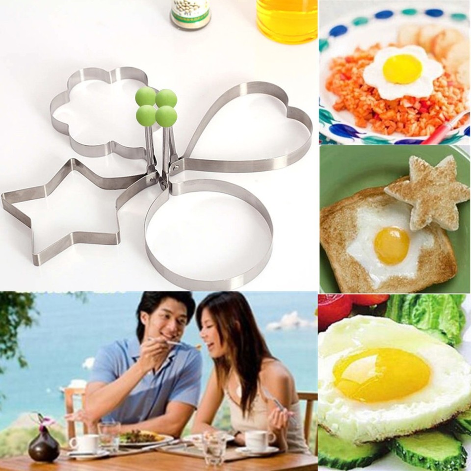 4pcs Stainless Steel Heart /Round /Pentagram Star /Plum Flower Shaped ...