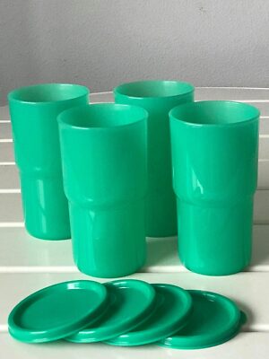 New Tupperware Tabletop Stacking Tumbler Set/4 -12 oz - Island Green w ...