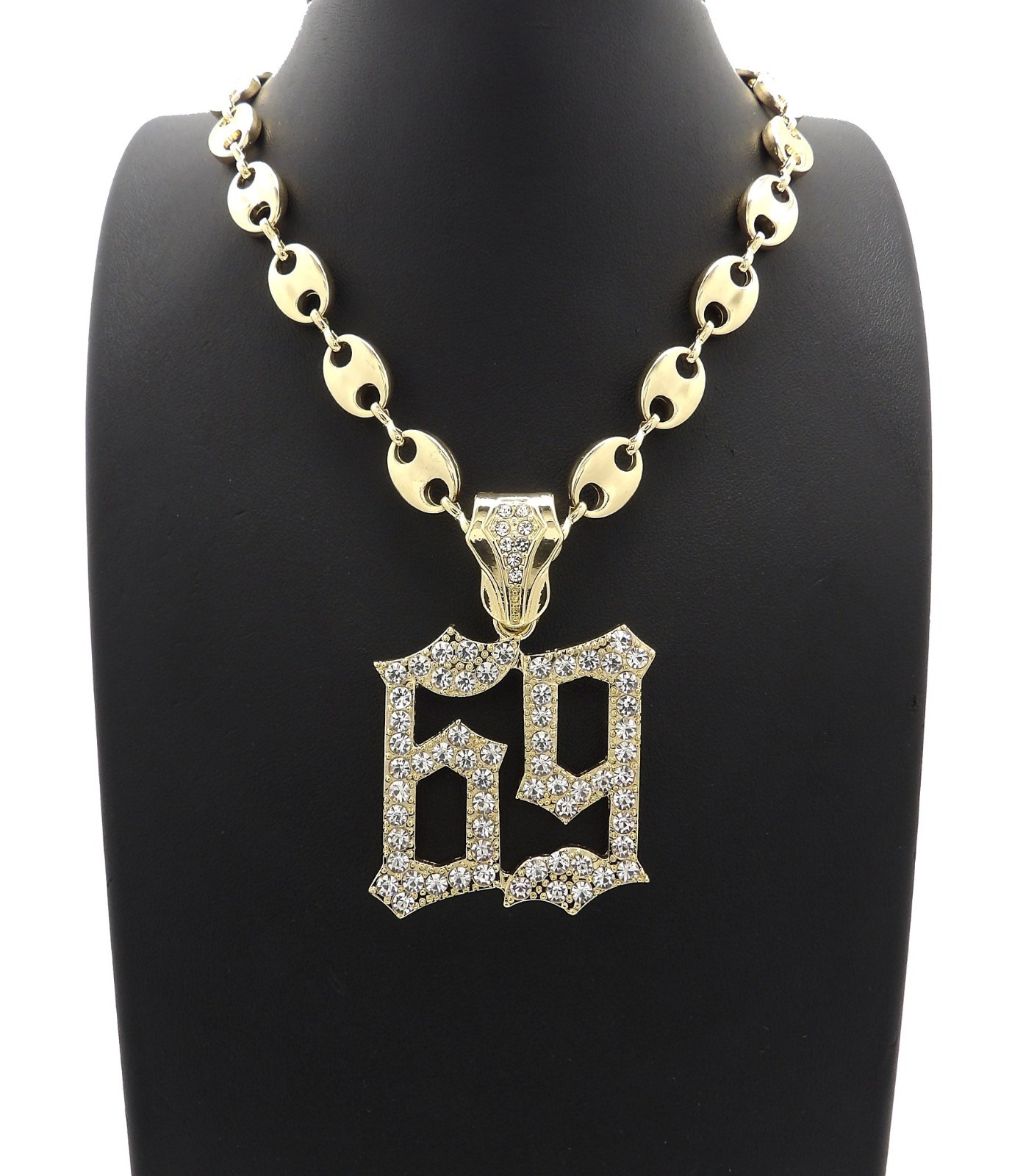 Hip Hop Iced Tekashi69 69 pendant & 10mm 18" Marina Link Choker Chain ...