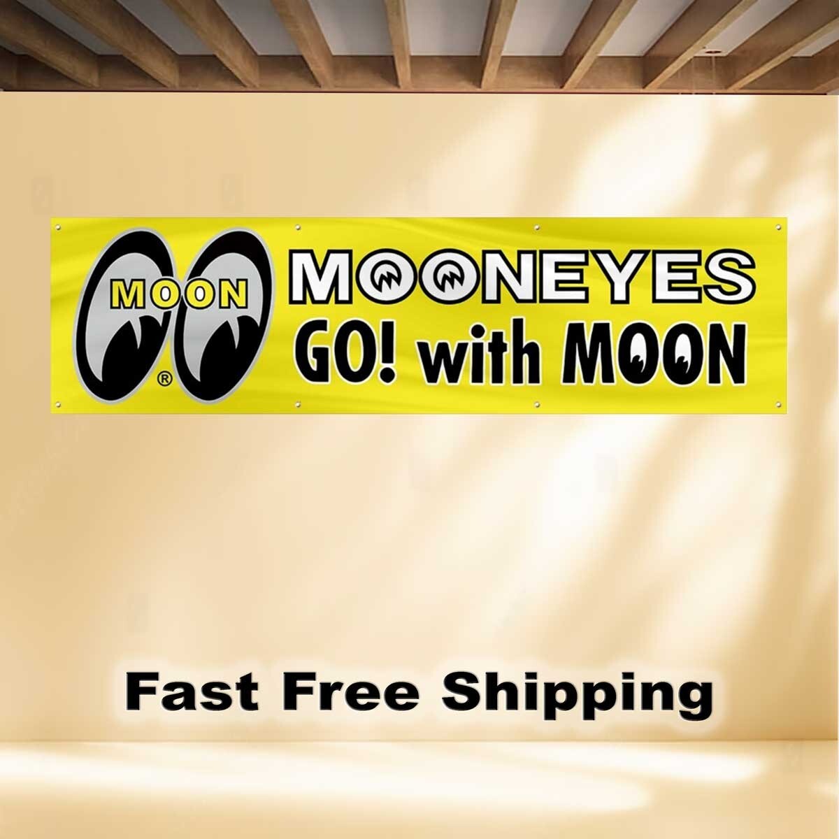 Mooneyes 2x8 ft Banner Flag | Racing Flag
