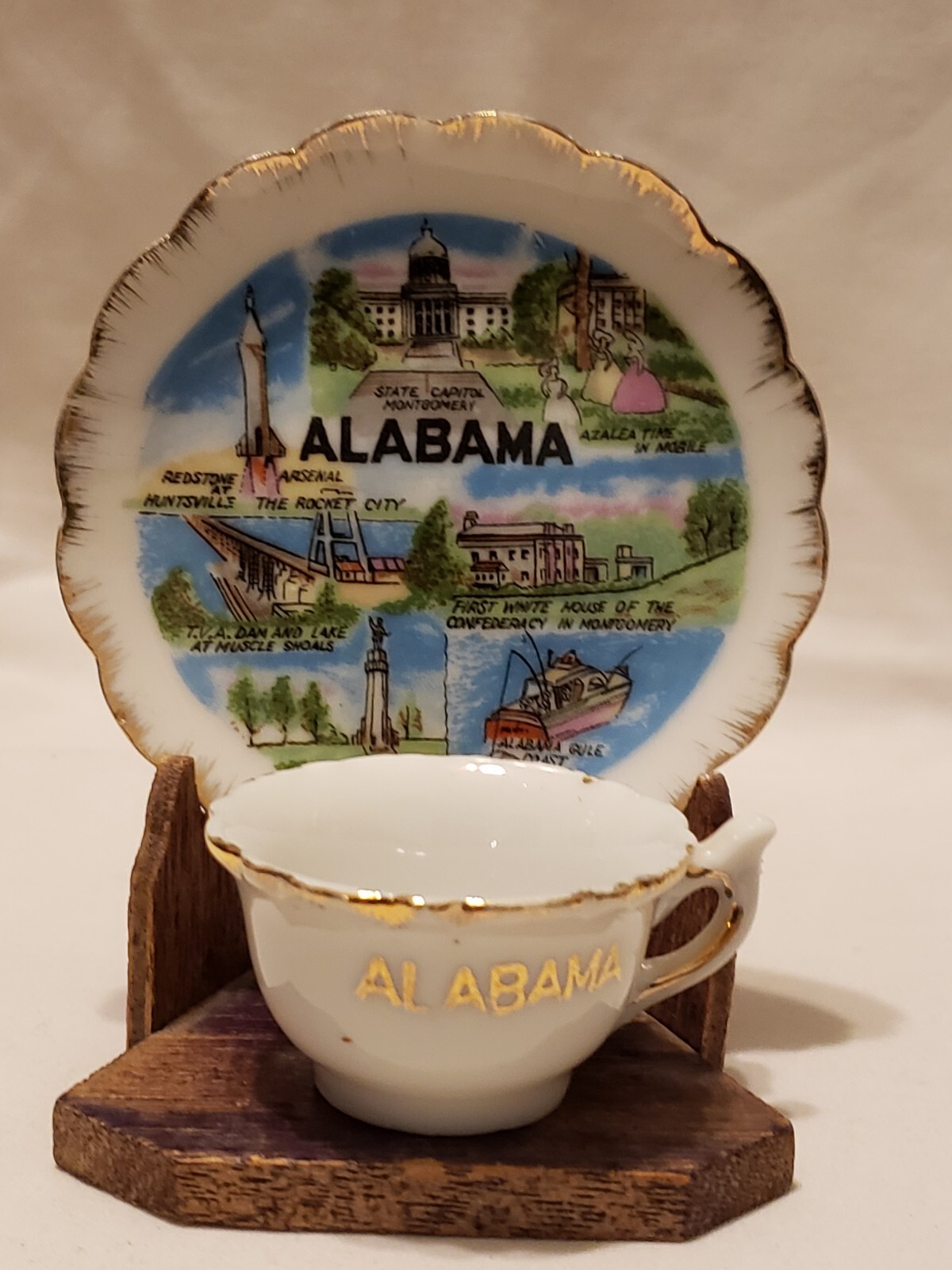 Vintage Alabama Miniature Teacup Saucer Plate Set | eBay