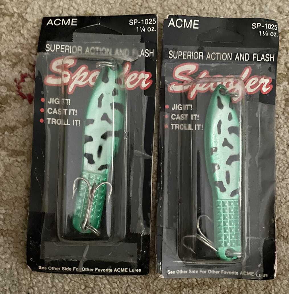 2 Vintage Acme Spoofer Spoons 1-1/4oz SP-1025GMP Green Mackerel NOS | eBay