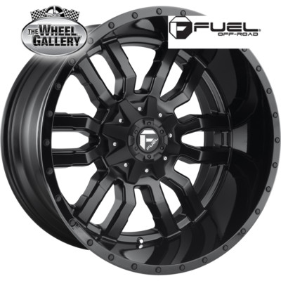 FUEL D596 SLEDGE 20x9 8/180 MATTE BLACK GLOSS BLACK LIP Set of Alloy ...