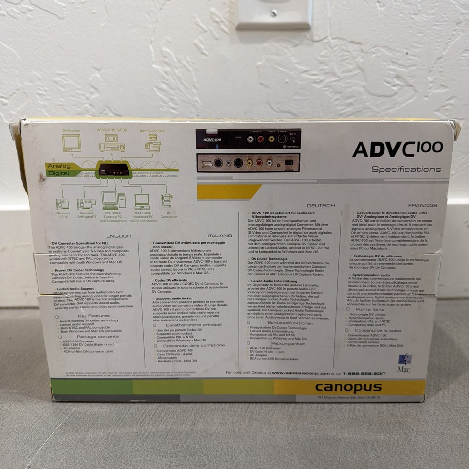 Canopus ADVC-100 Analog to Digital Video Converter ADVC100 631069100723 ...