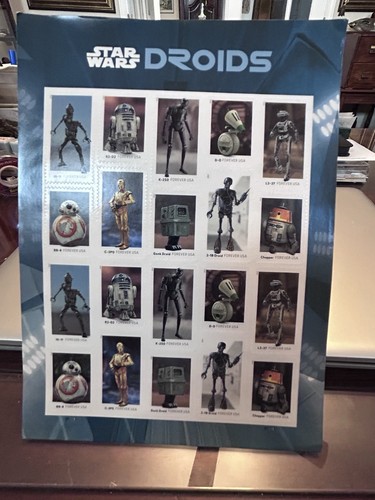 New Sheet of 20 USPS Forever “DROIDS” STAR WARS 2021 Series - MINT FV ...