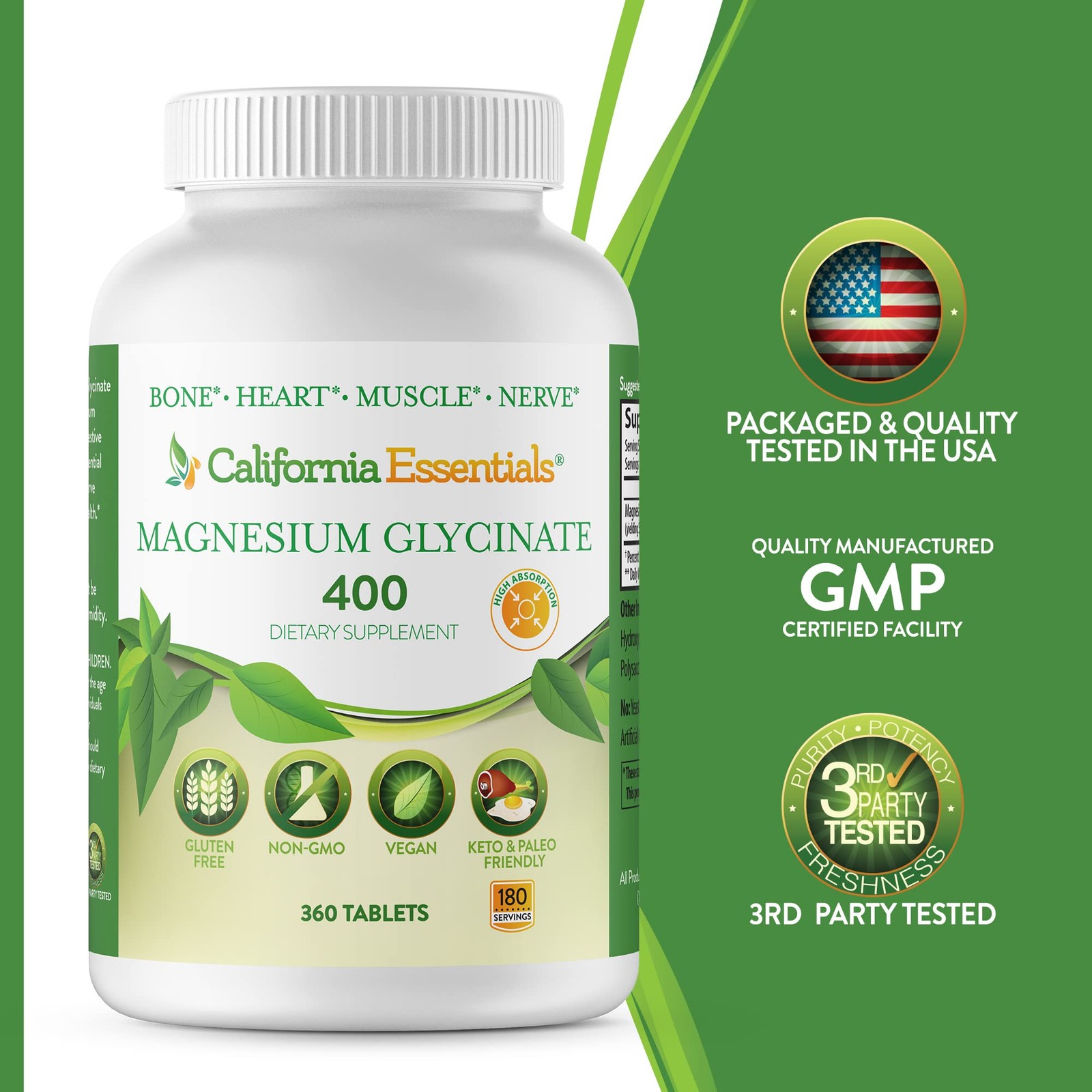 Magnesium 400mg for Sleep, Heart, Bone, Muscle & Nerve Health, All ...