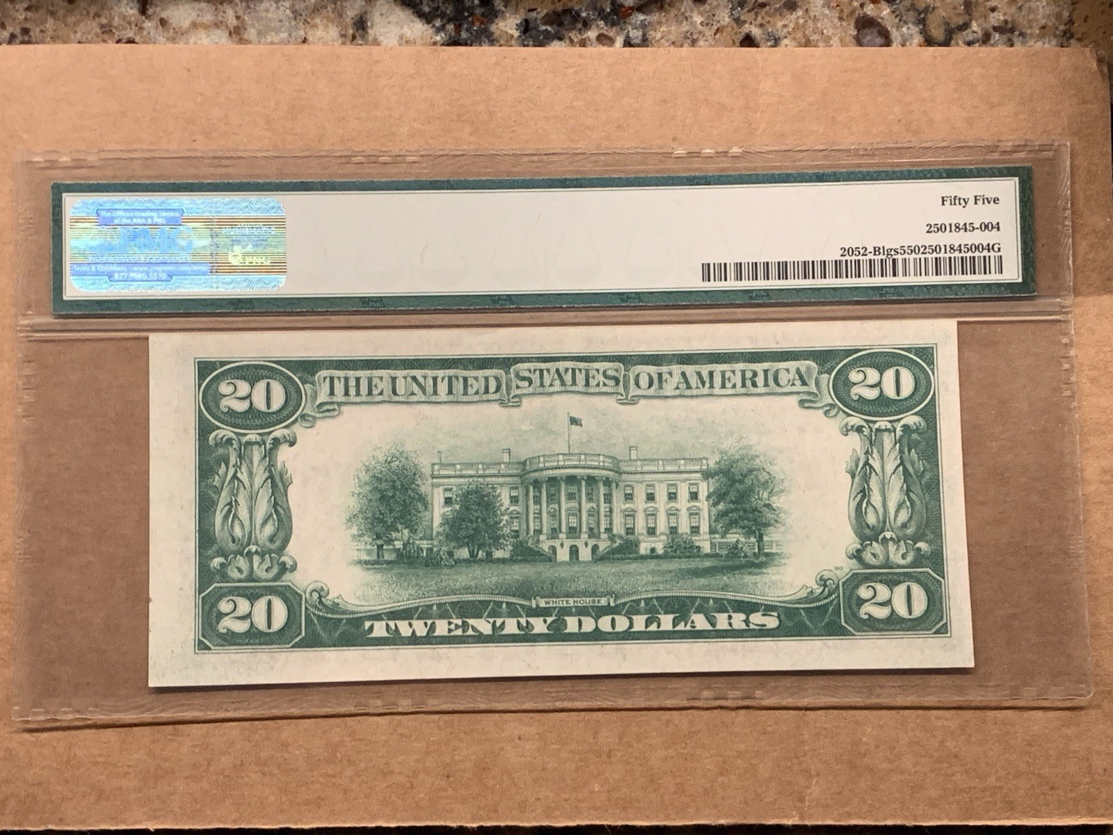 1928B $20 Federal Reserve Note New York LIGHT GREEN SEAL PMG AU55 Fr ...