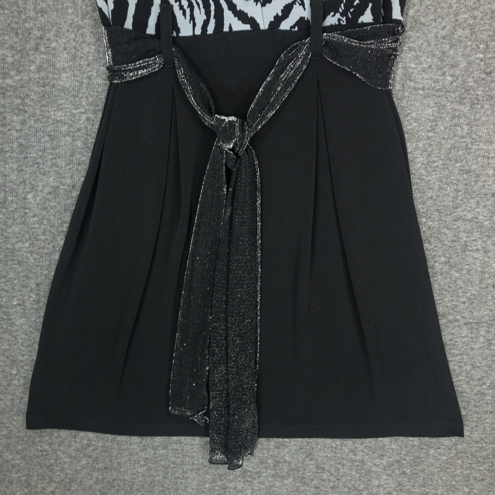 Y2K En Focus Studio Dress Zebra Print Belted Black Kn… - Gem