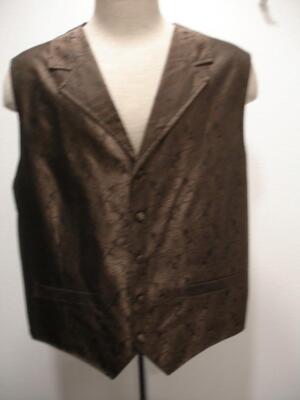 Men's XL Scully Vest Waistcoat Western Gambler Brown Black Paisley ...
