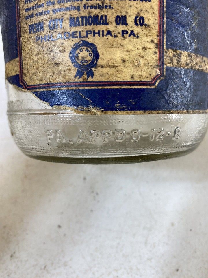 rare SAE No. X-12 x12 Antique Oil Jar Penn City Motor Oil Co quart ...
