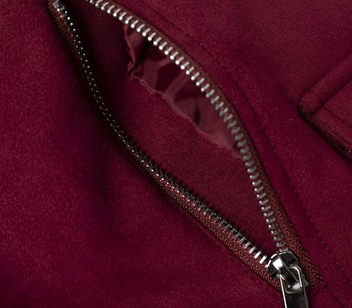 Women's Slim Fit Notched Collar Faux Suede Crossover Zipper Biker ...