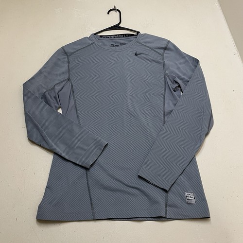 Nike Fitted Long Sleeve Pro Combat Mens Medium Gray Hyperwarm | eBay