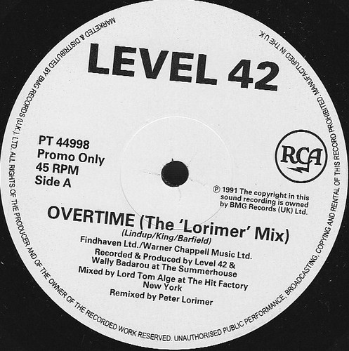 Level 42 - Overtime - UK Promo 12" Vinyl - 1991 - RCA | eBay