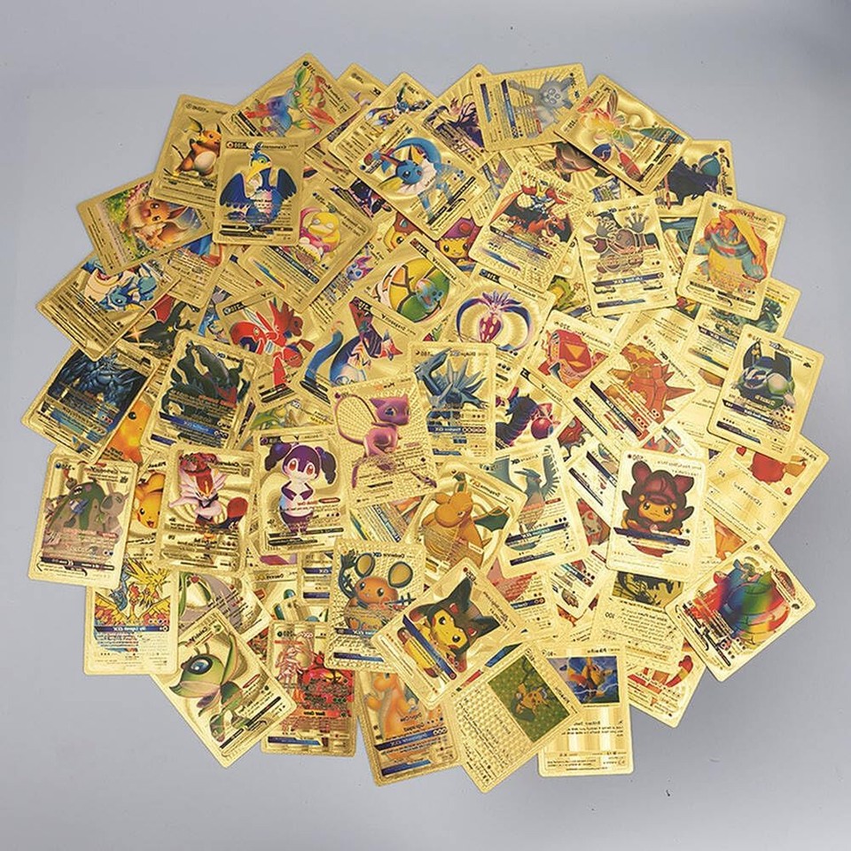 55 PCS Cards Packs Vmax V EX GX Rare Golden Cards TCG Deck Box Kids ...