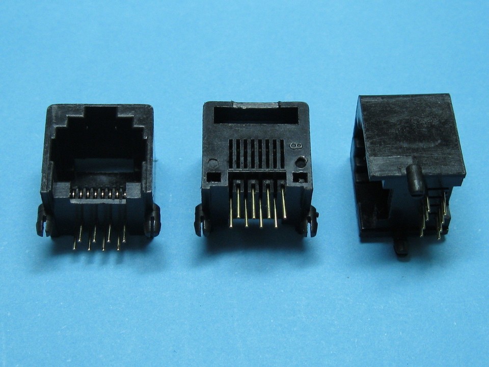 90 Pcs Black 8P8C Without Flange Side Entry Modular Network PCB Jack ...