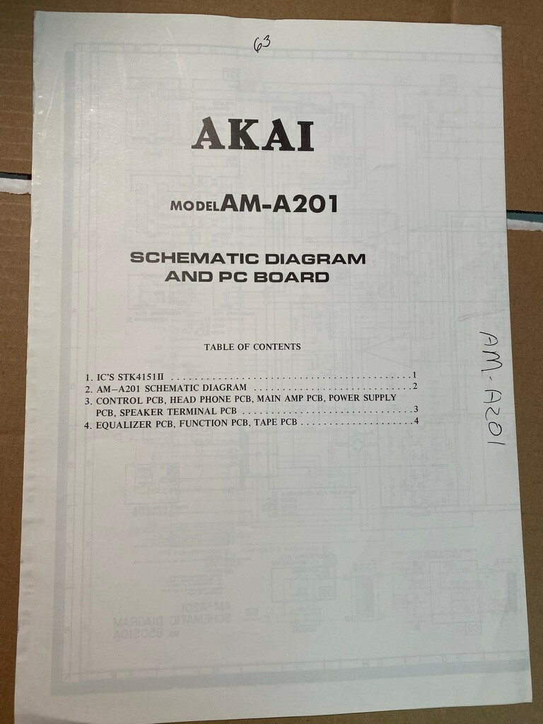 AKAI AM-A201 Service Manual (Schematics/PC Boards) **ORIGINAL** | eBay