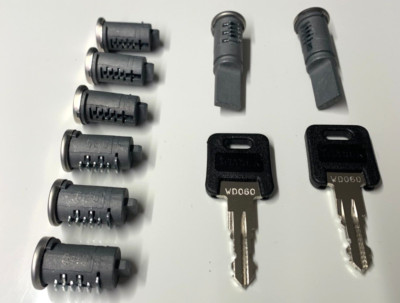 WD Lock Barrel Set 6 Short Tang 2 Long Tang + 2 Keys Caravan Motorhome ...