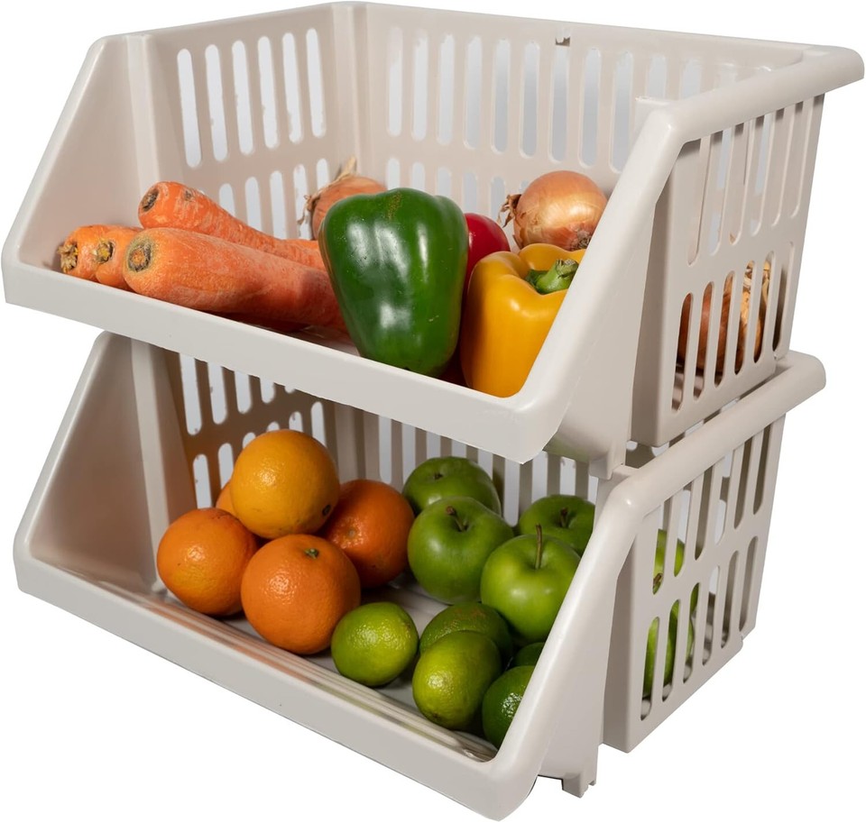 Plastic Vegetable Storage Basket Stand Kitchen Stacking Stackable Rack ...