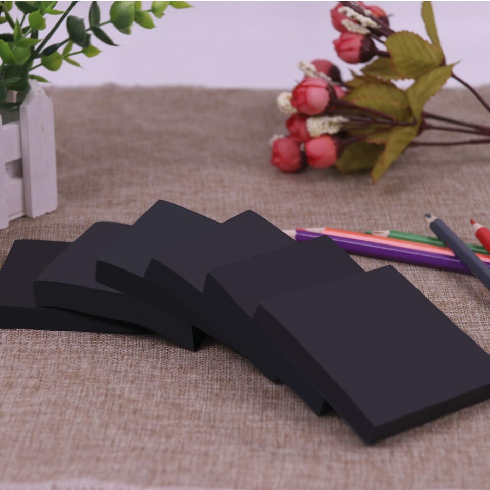 Black Sticky Notes 6 Pads 3 X 3 Inch 100 Sheets/Pad Self-Stick Notes ...