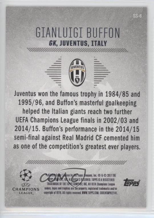 2016-17 Topps UCL Showcase Steadied Success Red /25 Gianluigi Buffon # ...