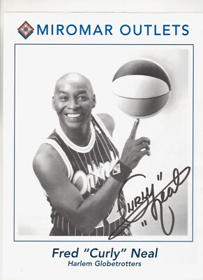 CURLY NEAL HARLEM GLOBETROTTERS AUTOGRAPHED PHOTO 8 1/2 X 11 B&W PAPER ...